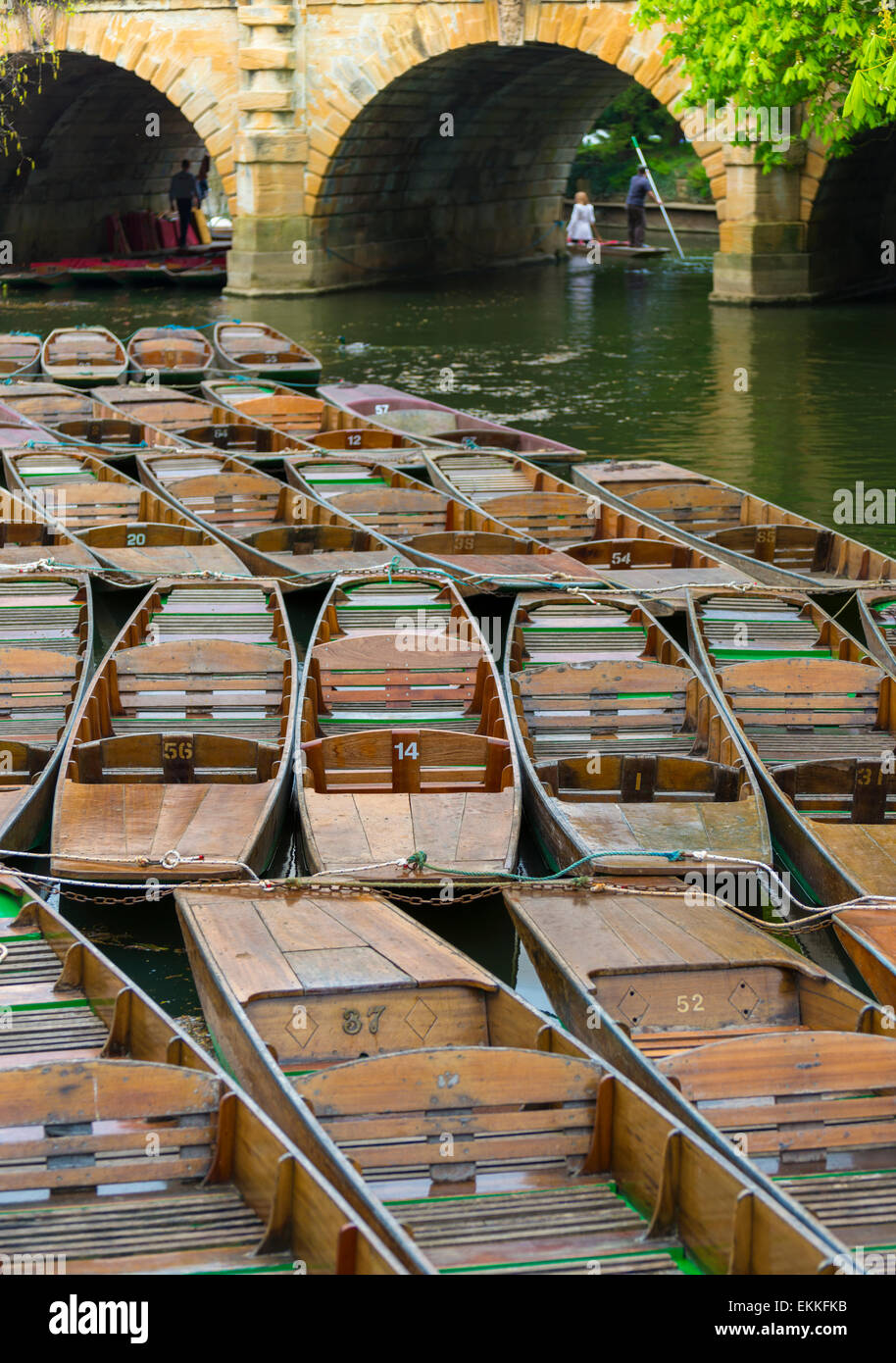 Traditional wooden punts on the river Thames, Oxford, UK Stock Photo ...