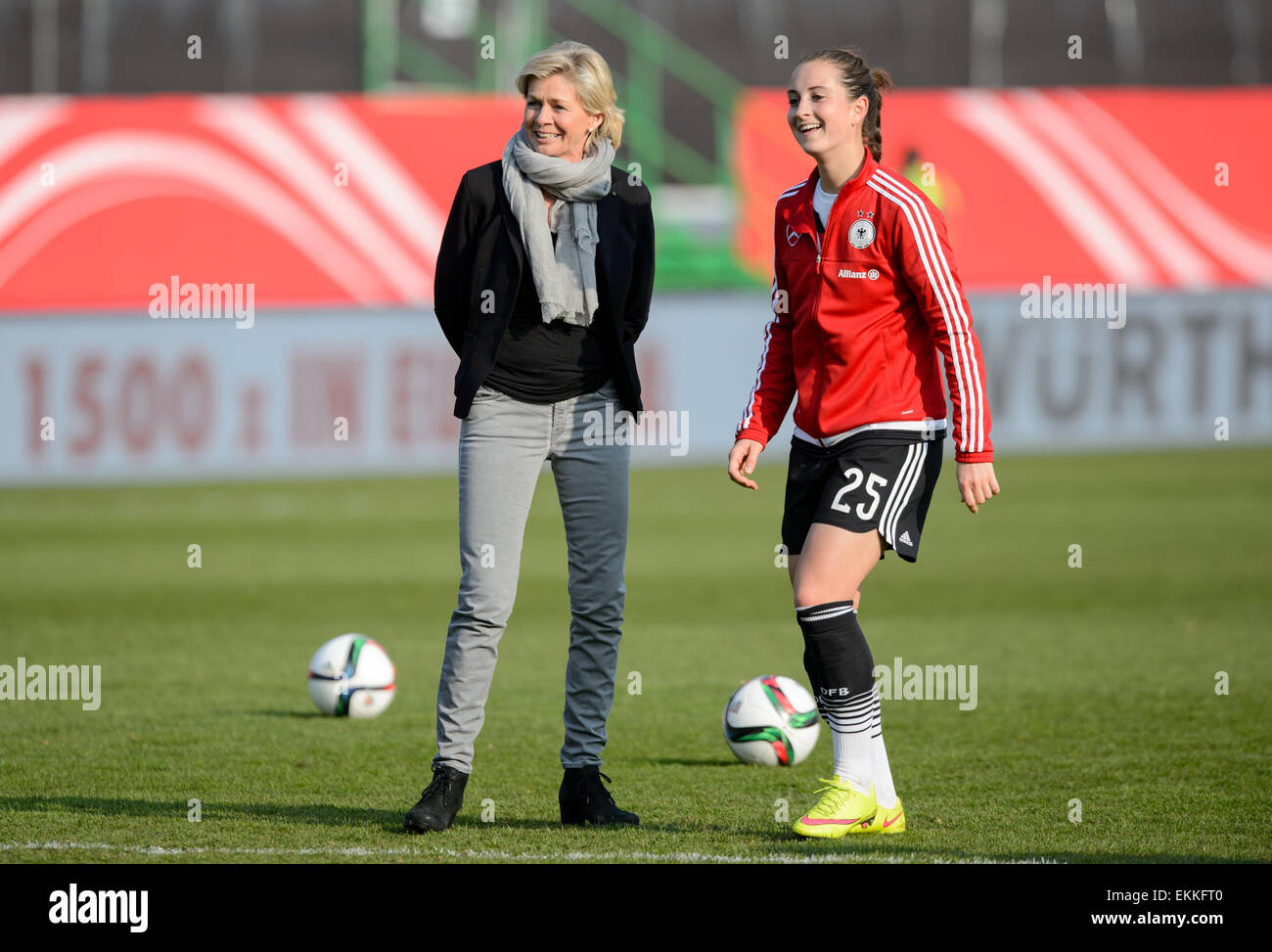 Fuerth, Germany. 8th Apr, 2015. Germany's coach Silvia Neid with Sara ...