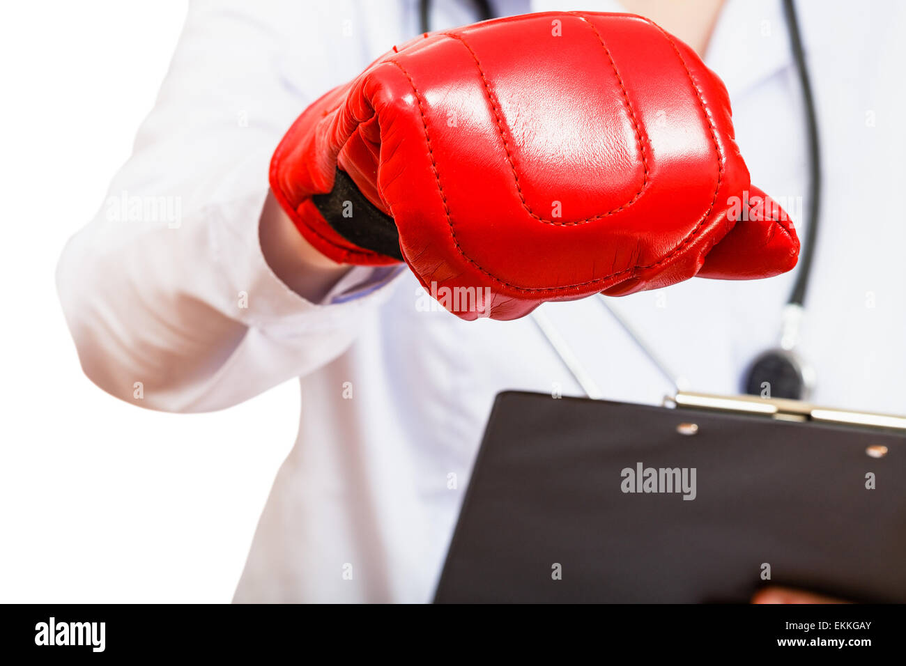 nurse hand in boxing glove isolated on white background Stock Photo - Alamy
