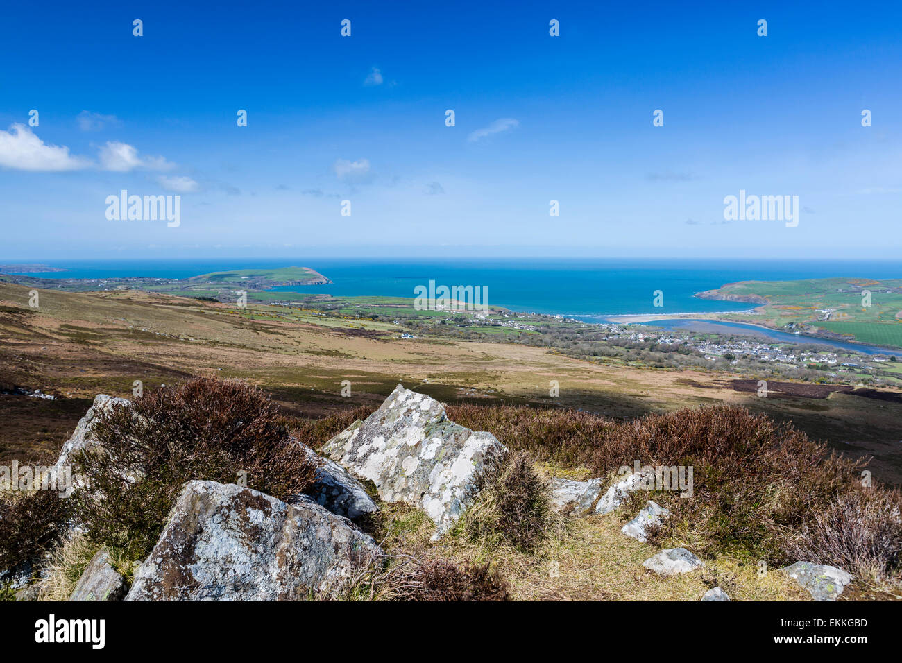 The town of Newport, Pembrokeshire as seen from the slopes of Carn ...
