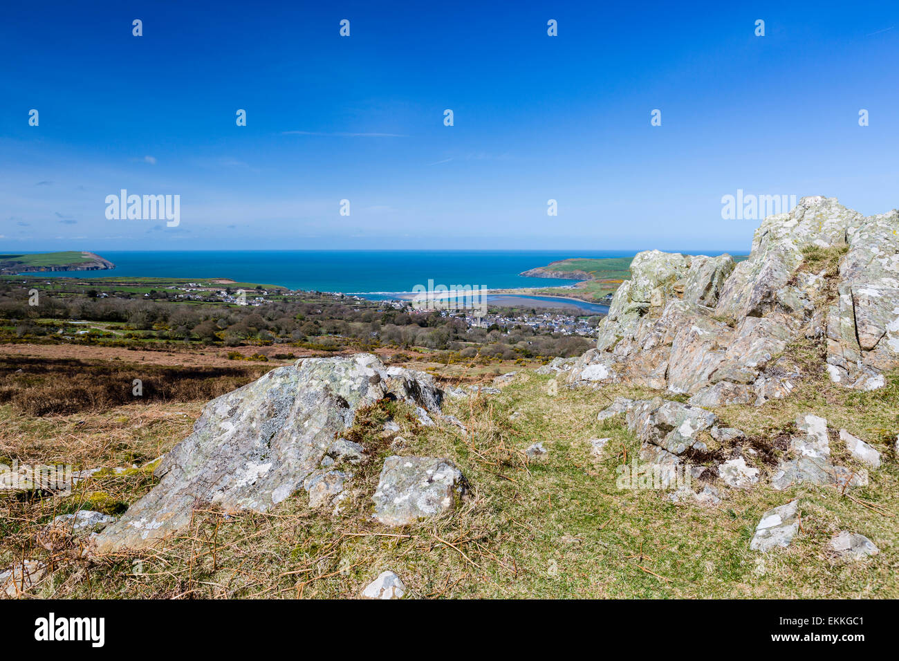 The town of Newport, Pembrokeshire as seen from the slopes of Carn ...