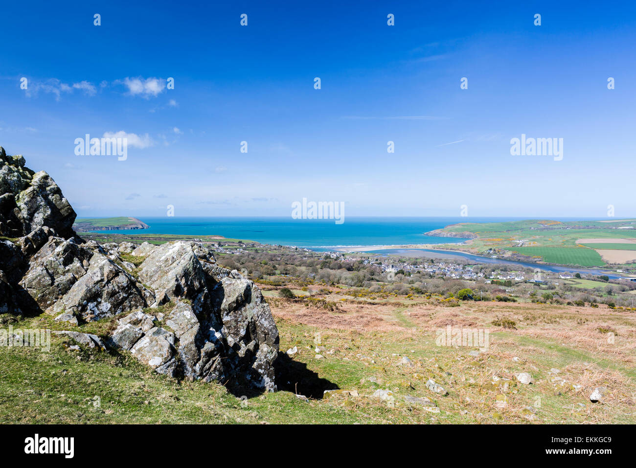 The town of Newport, Pembrokeshire as seen from the slopes of Carn ...