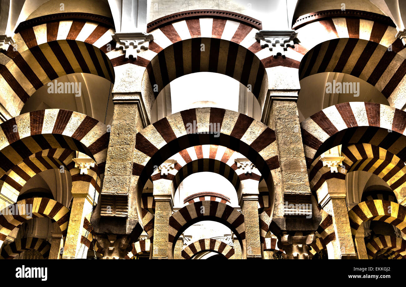 Two famous coloured Arcade in Cordoba Mosque, Andalusia, Spain Stock ...