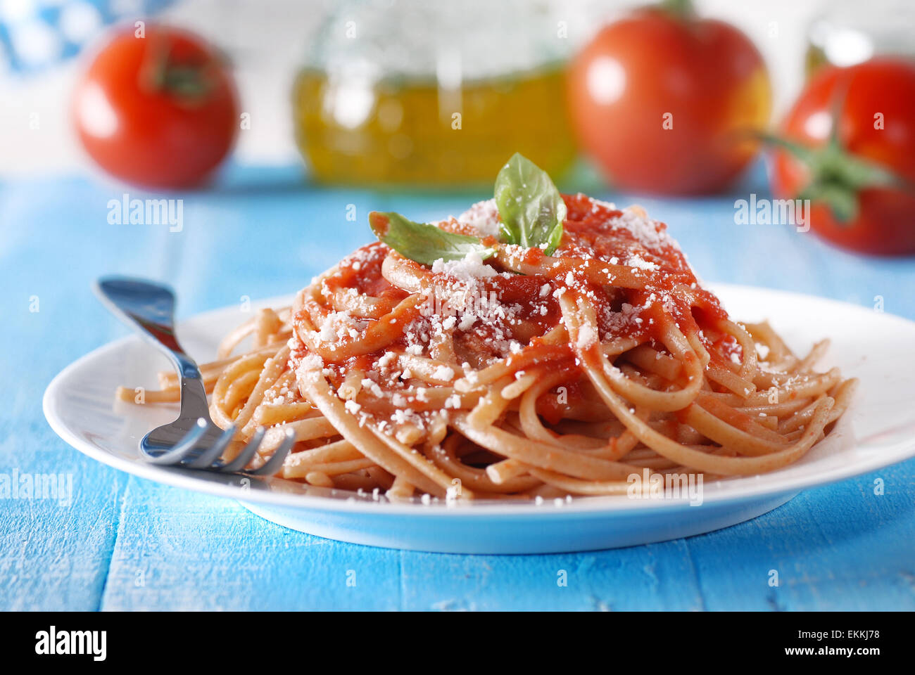 spaghetti with tomato sauce - a traditional Italian recipe Stock Photo ...