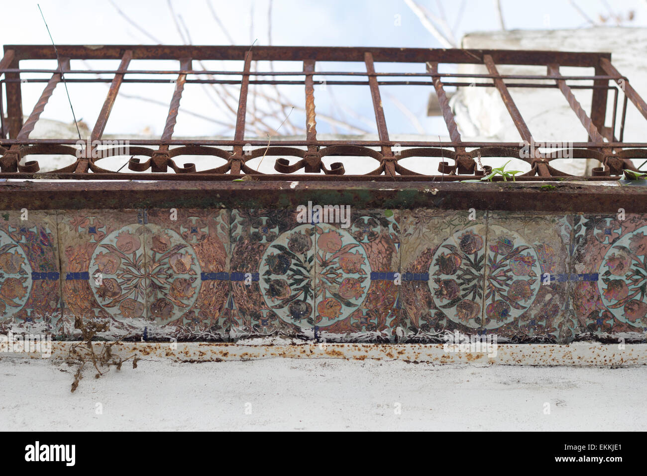 Below view of an old balcony Stock Photo - Alamy