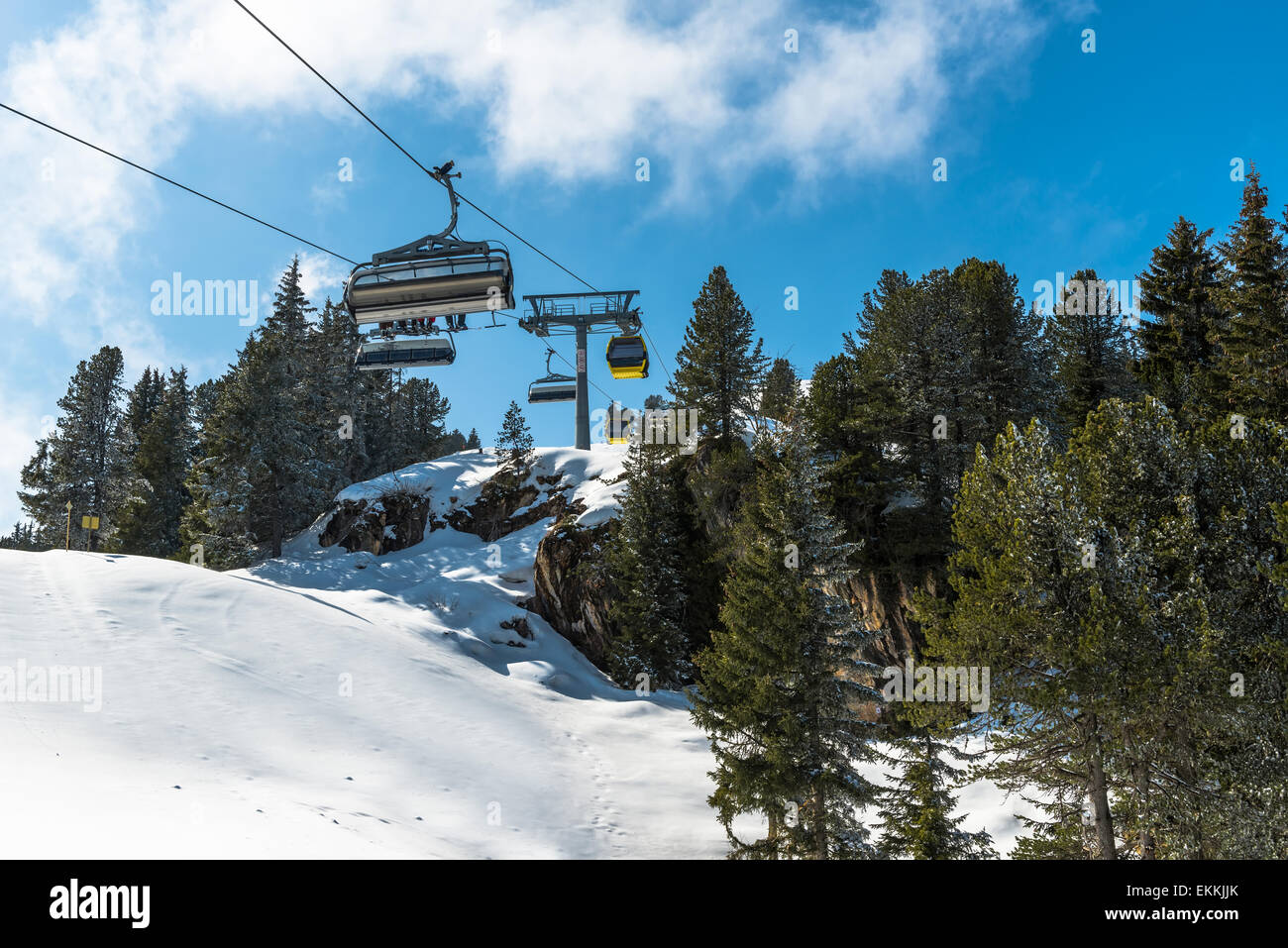 Cable Ski Lifts In Mayrhofen Ski Resort On Penken Peak Zillertal