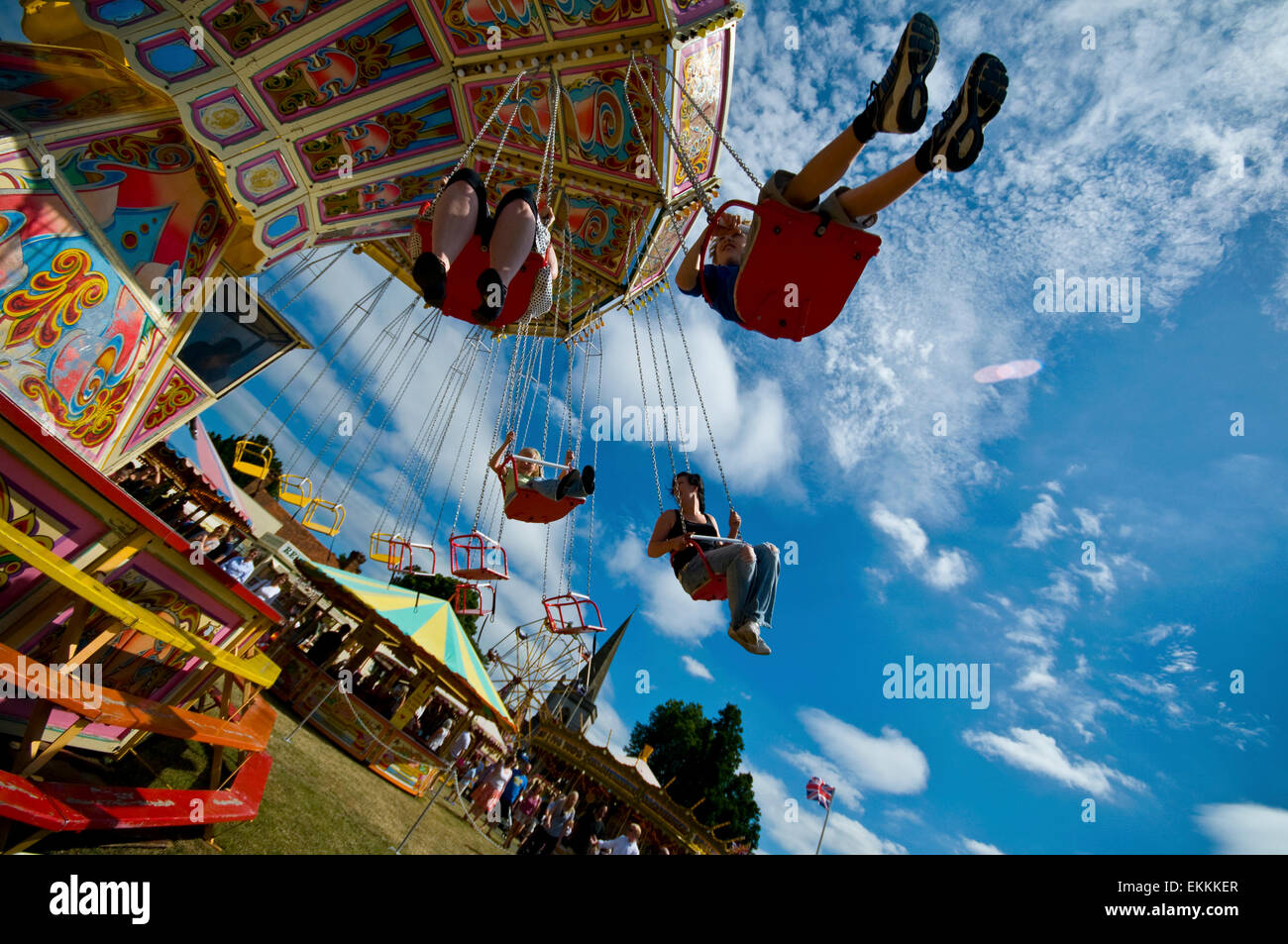 An old fashioned fun fair on an English summer's day Stock Photo - Alamy