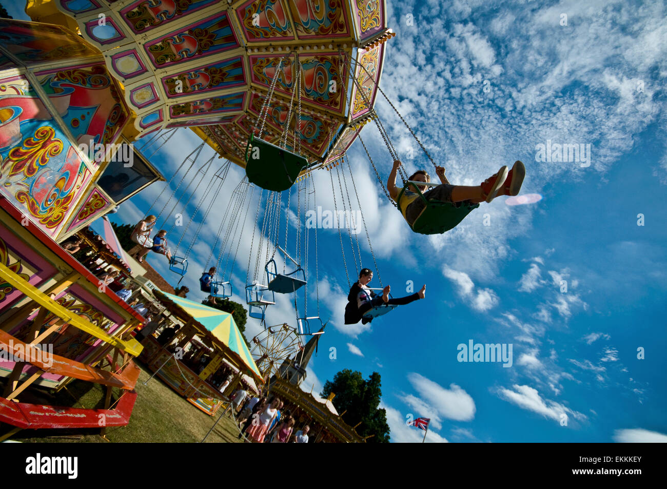 An old fashioned fun fair on an English summer's day Stock Photo - Alamy