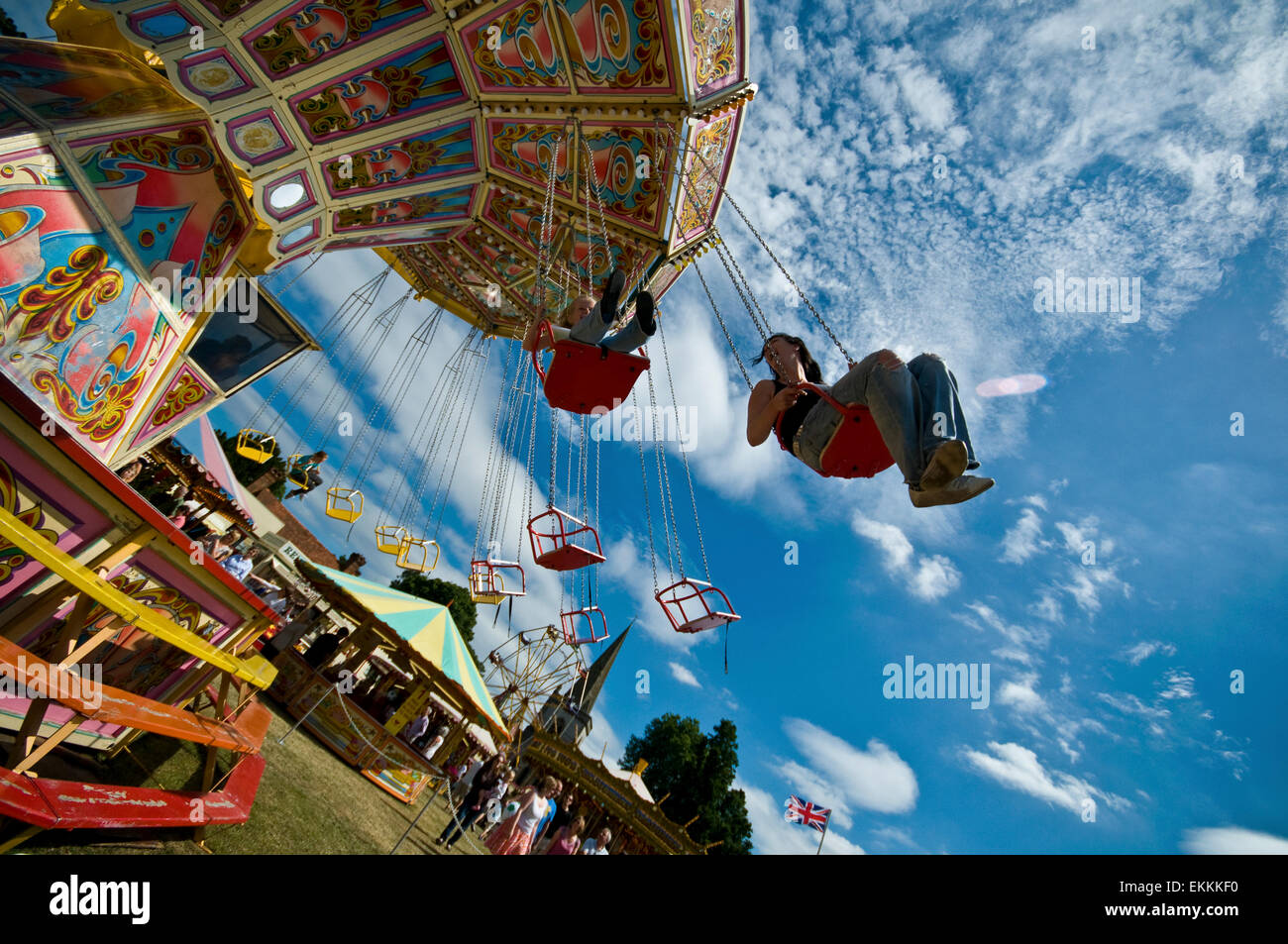 An old fashioned fun fair on an English summer's day Stock Photo - Alamy