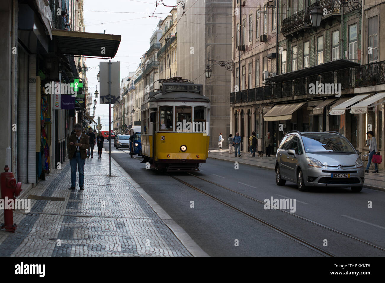portugal, lisbon: yellow tram Stock Photo - Alamy