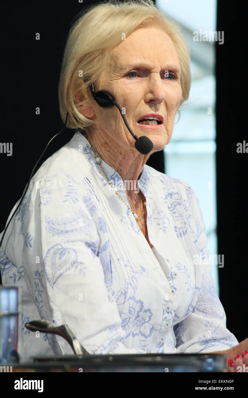 Celebrity chef and author, Mary Berry gives a baking demonstration at ...
