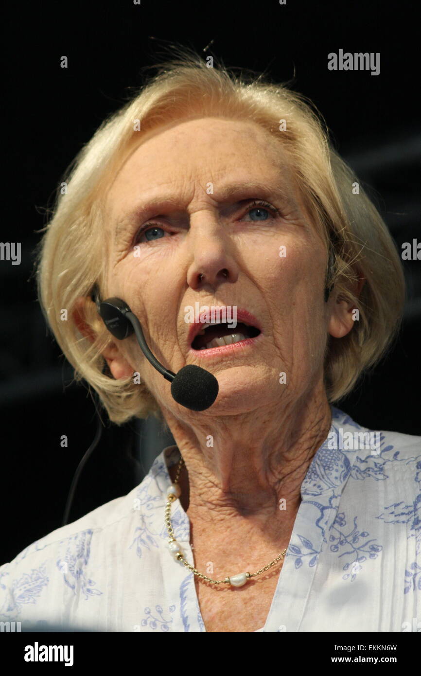 Celebrity chef and author, Mary Berry gives a baking demonstration at ...