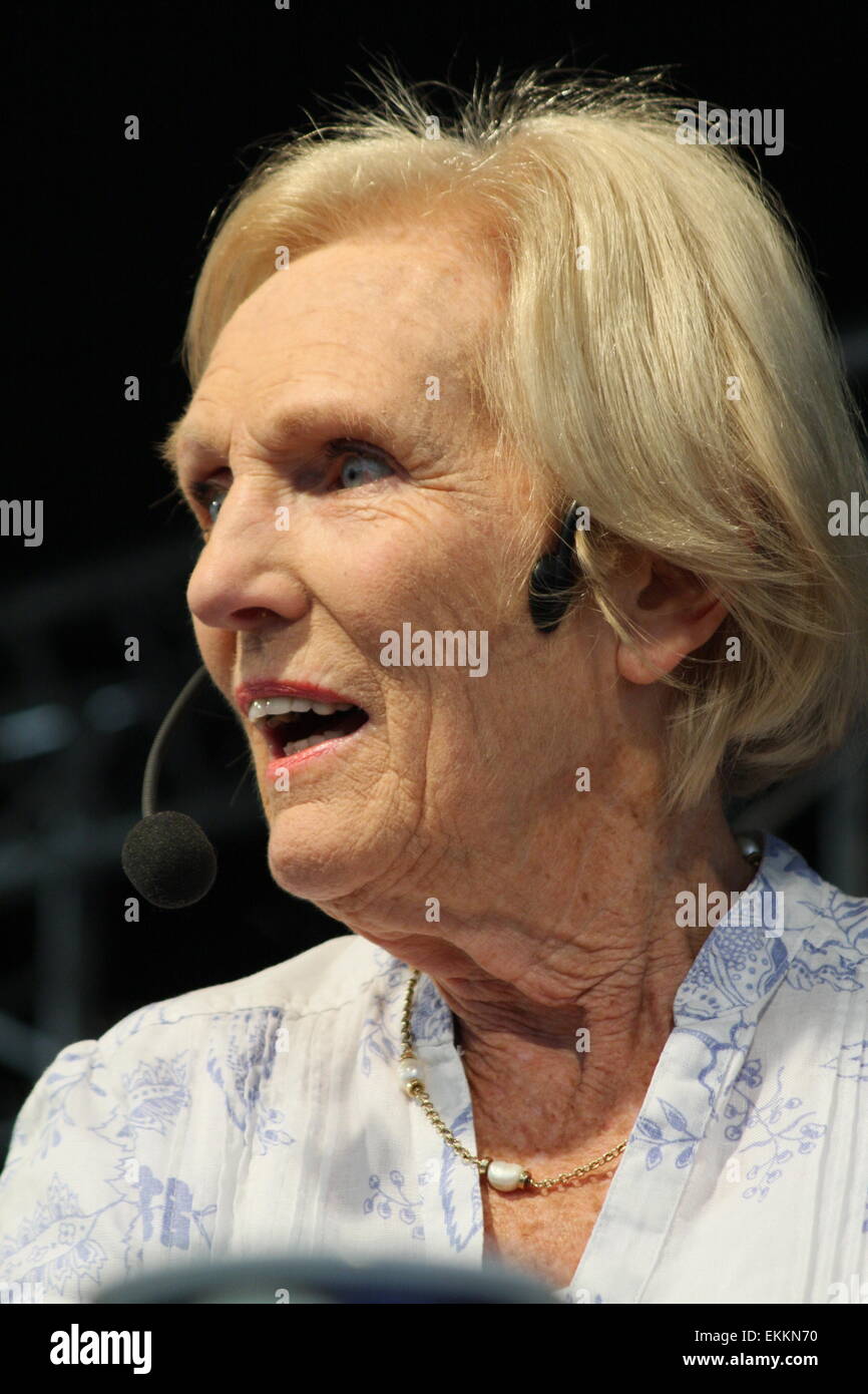 Celebrity chef and author, Mary Berry gives a baking demonstration at ...
