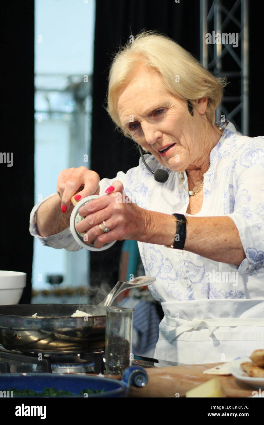 Celebrity chef and author, Mary Berry gives a baking demonstration at ...