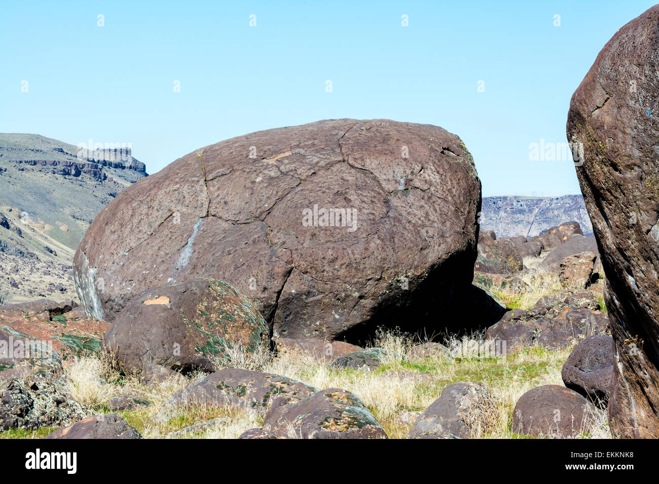 Unique boulders in Swan Falls Idaho Stock Photo - Alamy