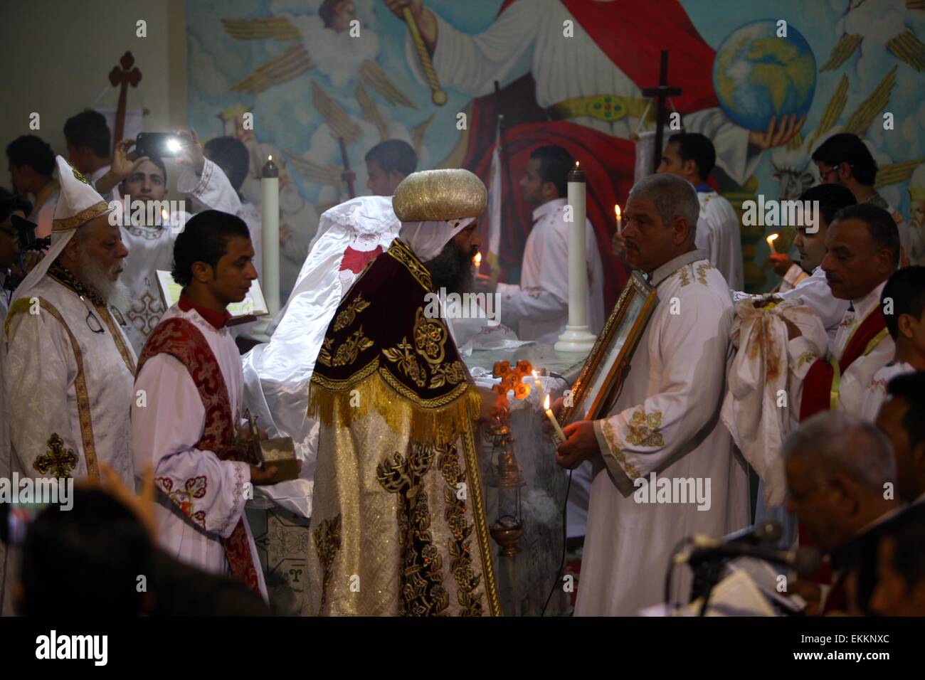 Cairo, Egypt. 11th Apr, 2015. Egyptian Coptic Christians attend the ...