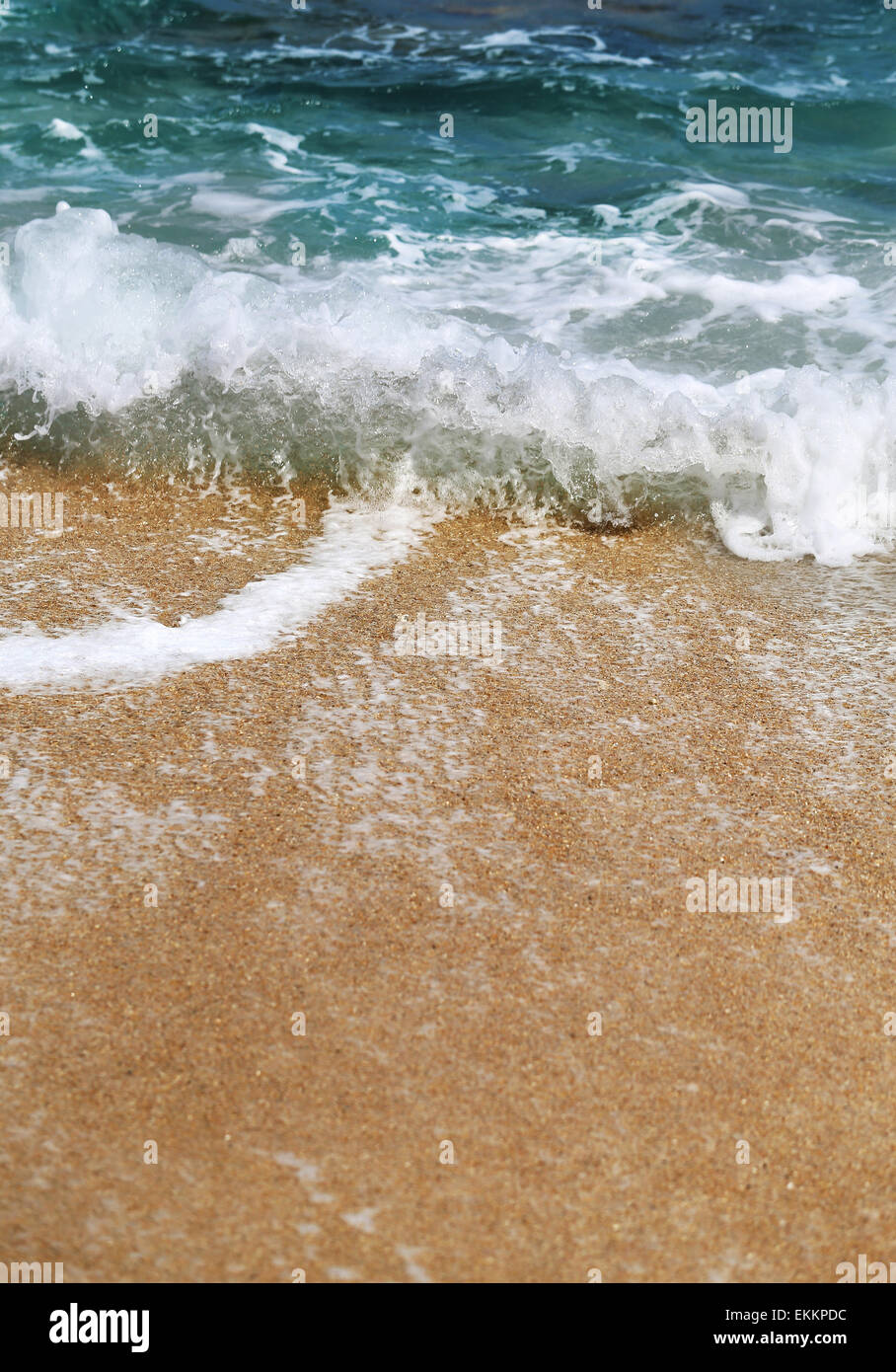 bright a foaming sea waves and beach Stock Photo - Alamy