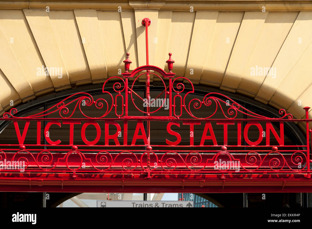 Newly restored wrought iron sign at Victoria Station, Manchester ...