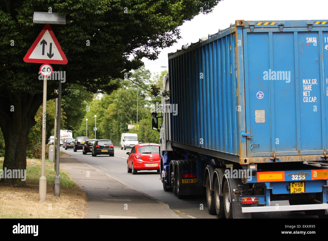 A truck and other traffic traveling along the A23 road in Coulsdon ...