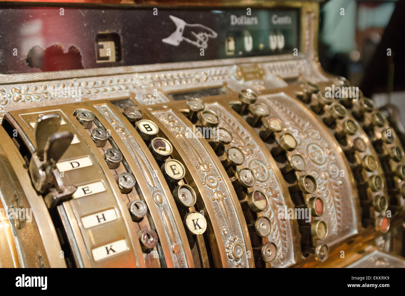 Keys of an antique cash register at the Seal Cove Auto Museum, Maine ...