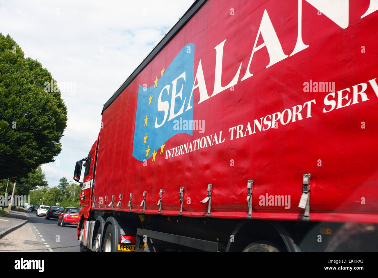 A truck and other traffic traveling along the A23 road in Coulsdon ...