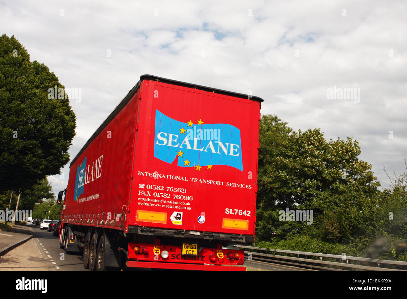 A truck and other traffic traveling along the A23 road in Coulsdon ...