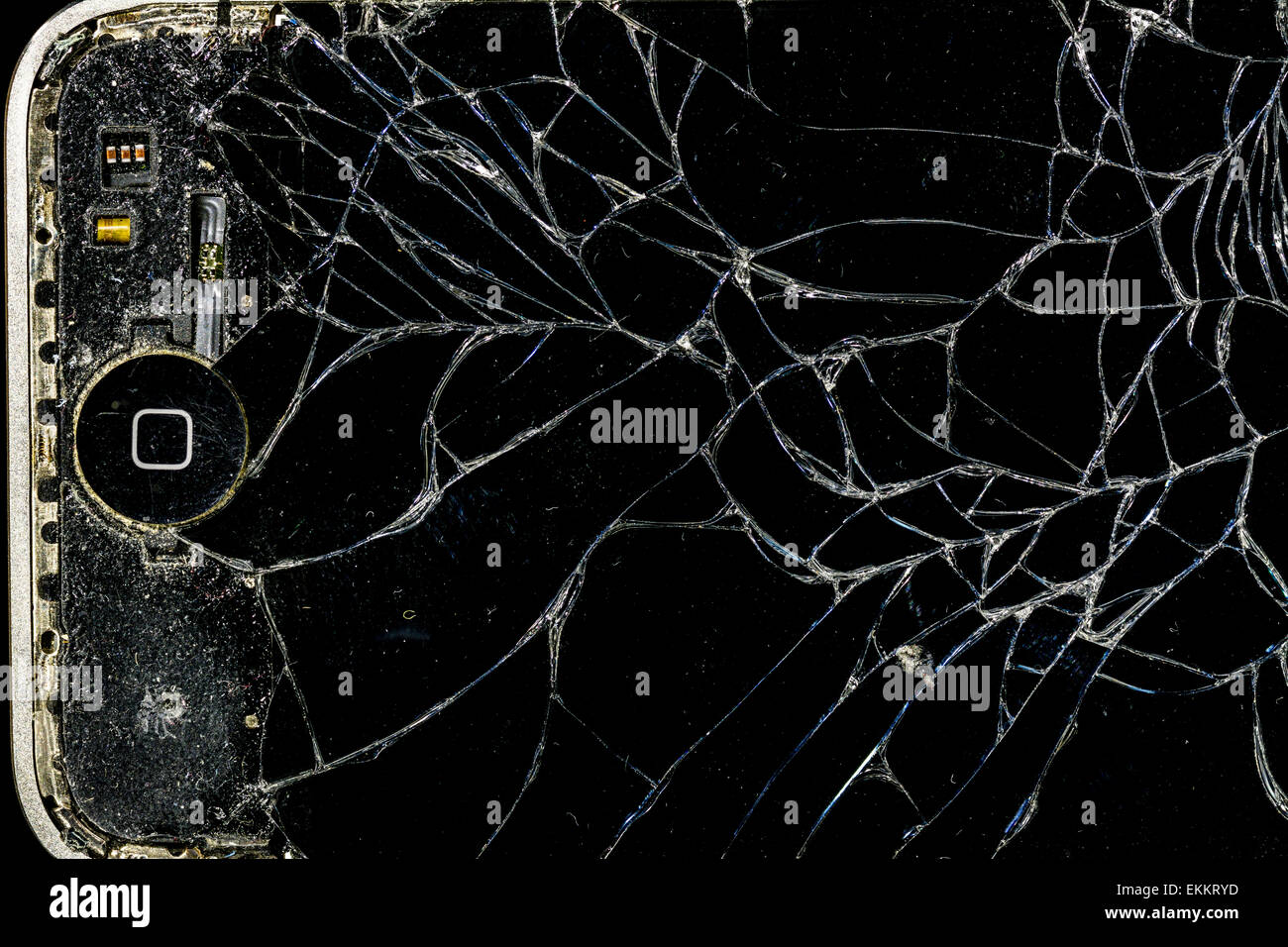 Broken Cell Phone with cracks in the glass Stock Photo - Alamy