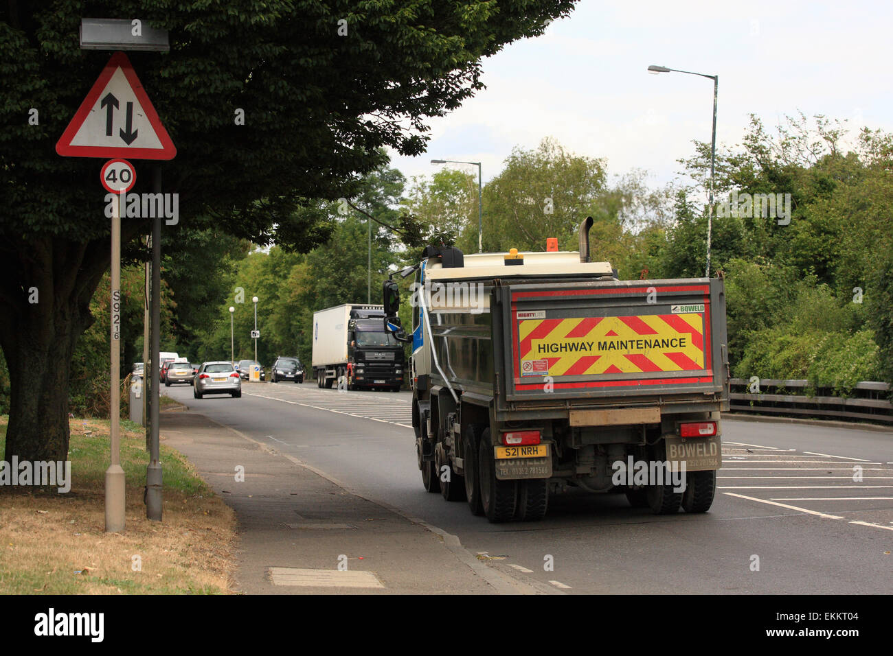A truck and other traffic traveling along the A23 road in Coulsdon ...
