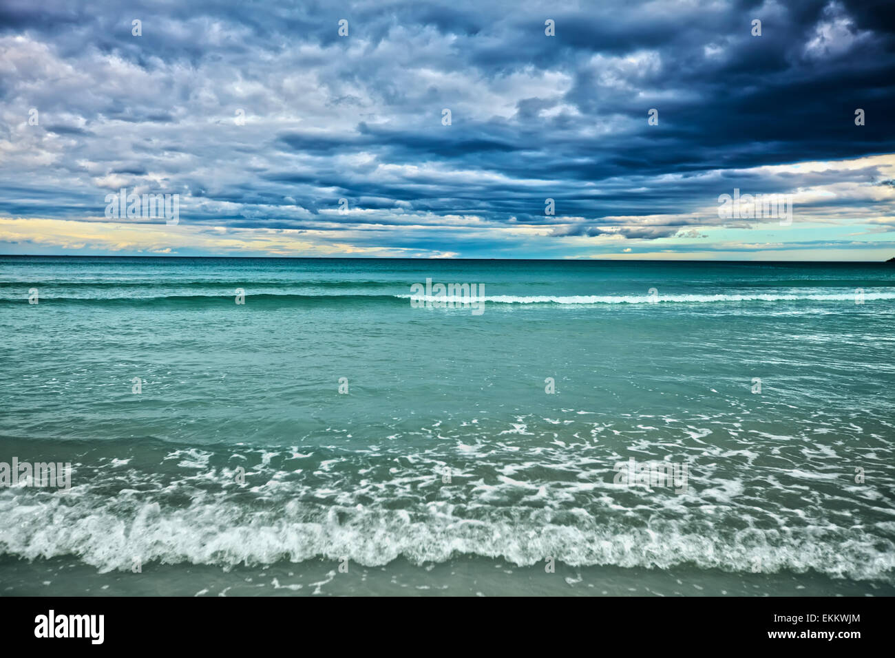 Beautiful beach and dramatic sky. Stormy weather Stock Photo - Alamy
