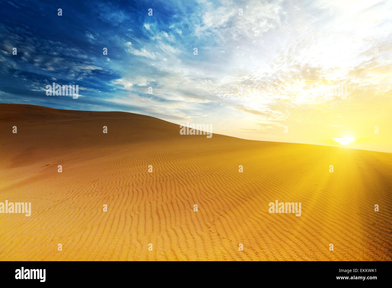 Sandy desert at sunrise time. Vietnam. Mui ne Stock Photo - Alamy