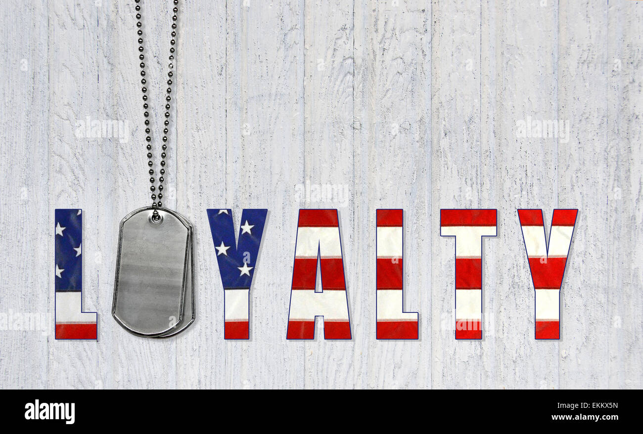 Military dog tags with American flag font for loyalty Stock Photo - Alamy