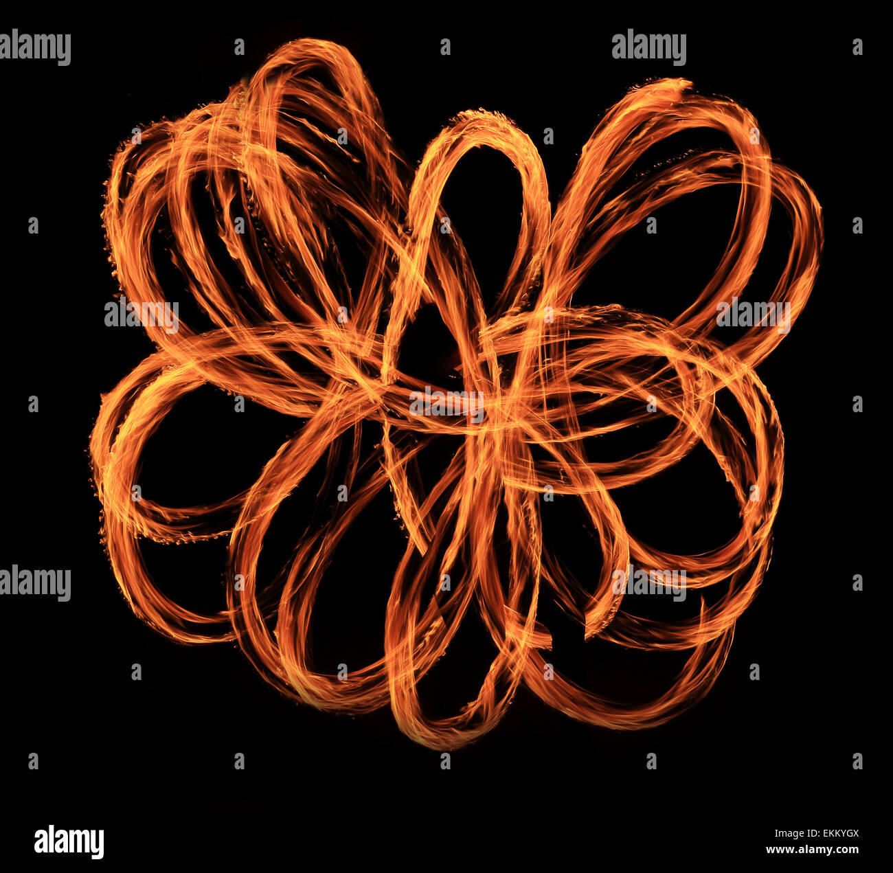 Fire show flaming trails, background Stock Photo - Alamy