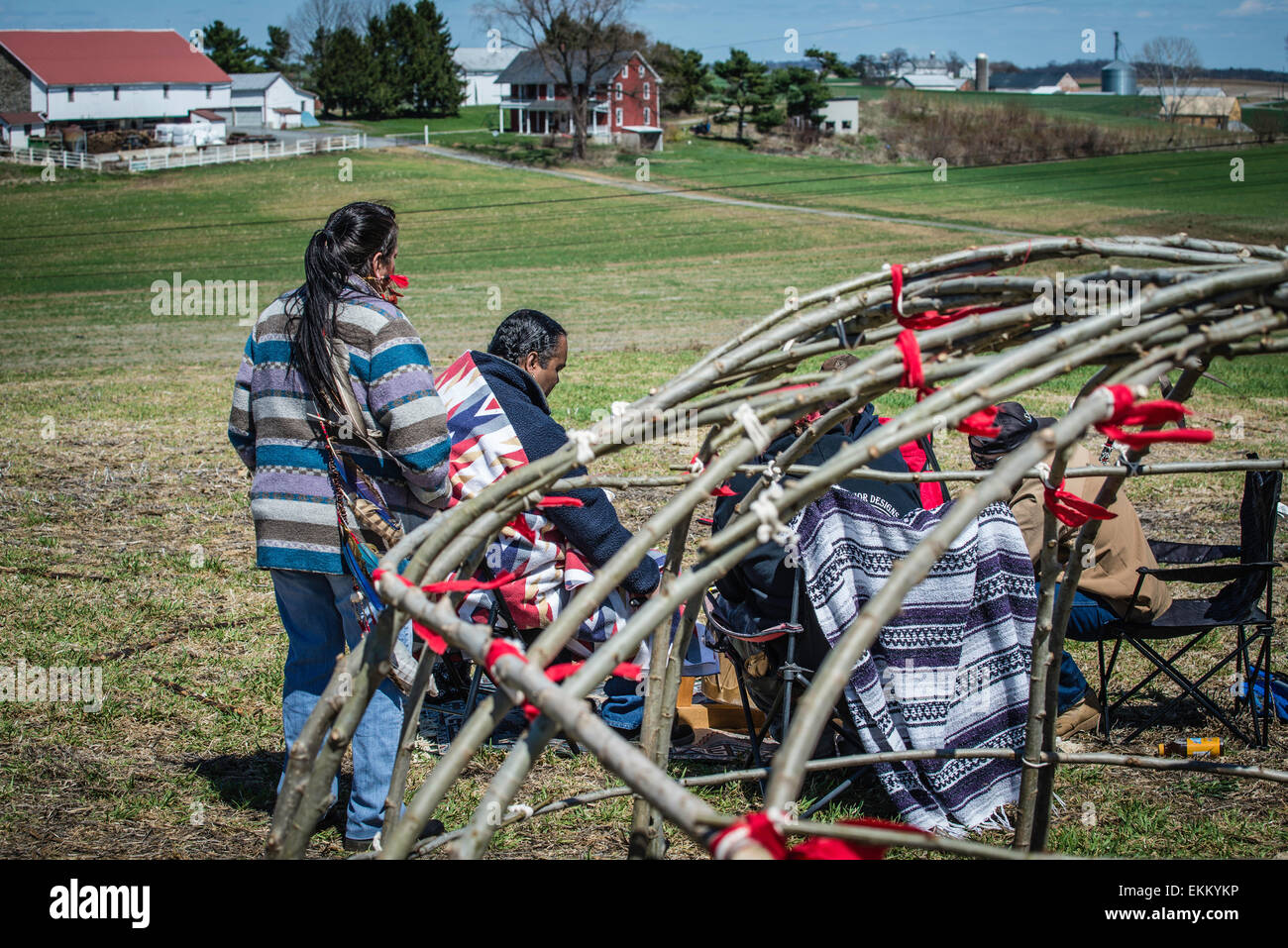 Native American group Circle Legacy Center drum in ceremony Stock Photo ...