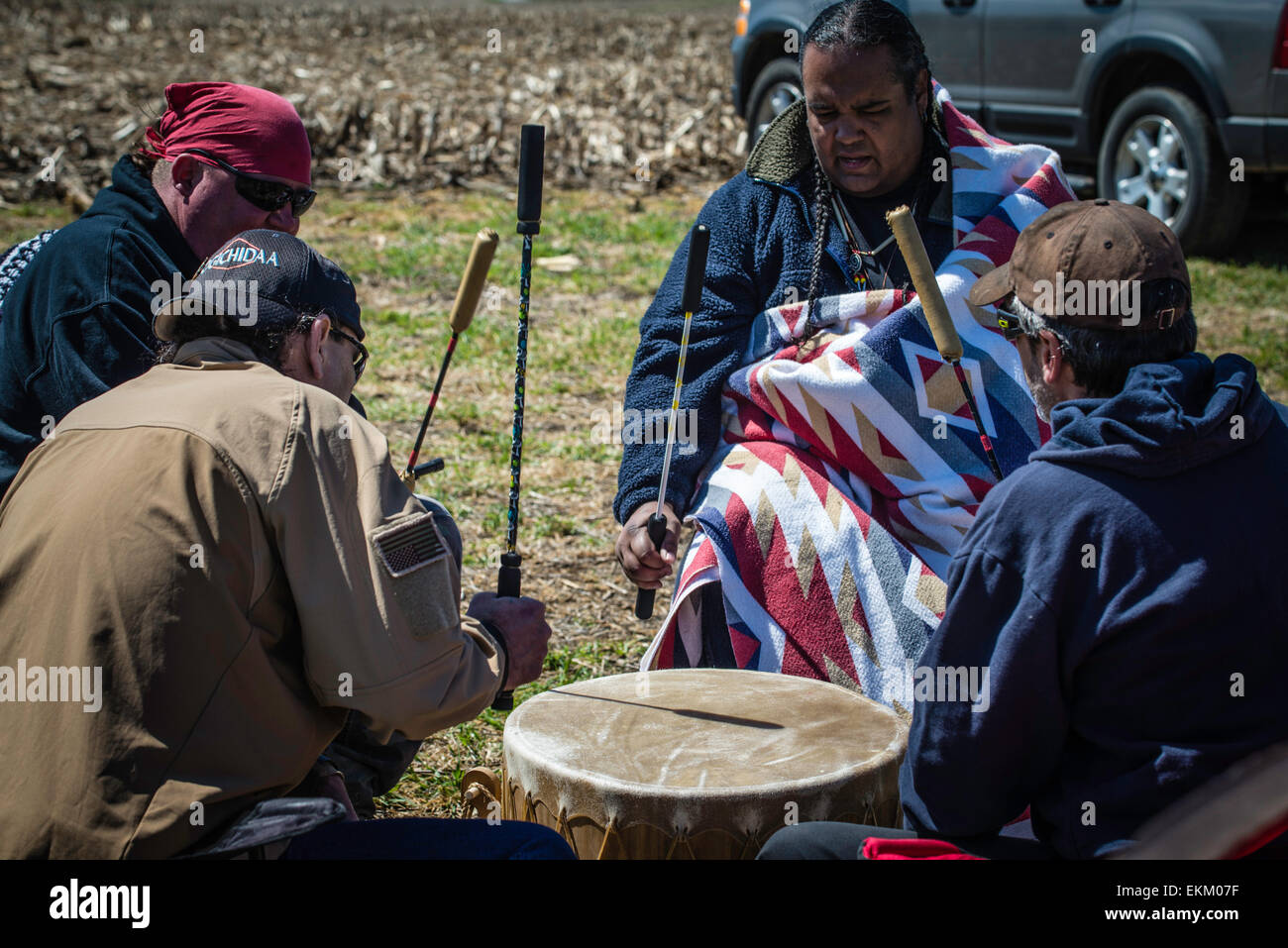 Native American group Circle Legacy Center drum in ceremony Stock Photo ...