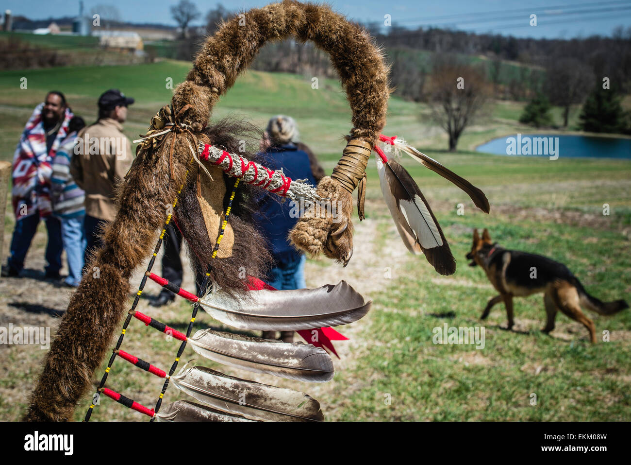 Native American group Circle Legacy Center drum in ceremony Stock Photo ...