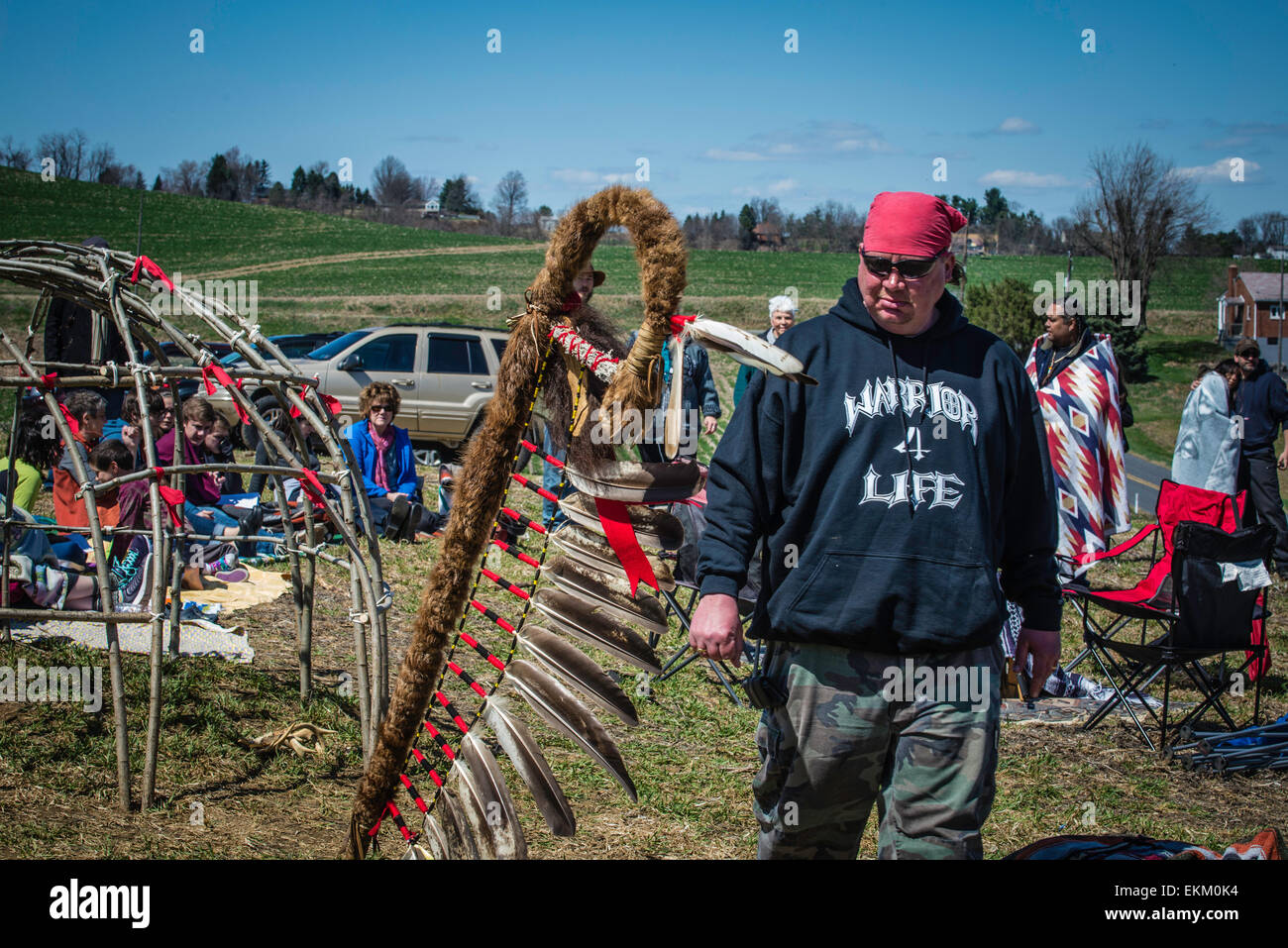 Native American group Circle Legacy Center drum in ceremony Stock Photo ...
