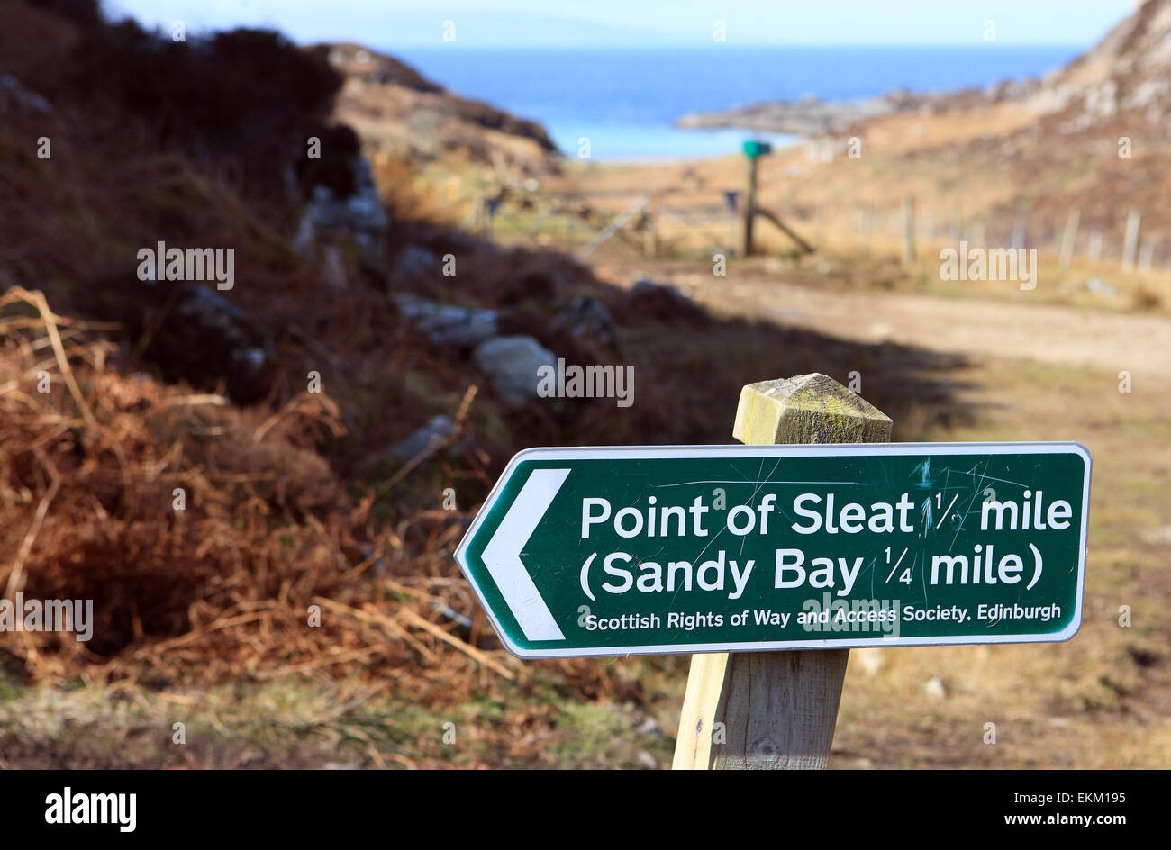Sign on the Isle of Skye pointing the route to the Point of Sleat and ...