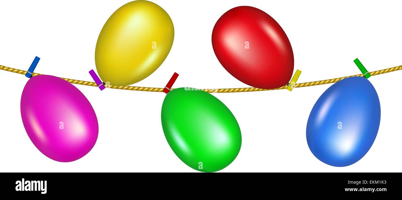 Clothespins on rope holding balloons Stock Vector Image & Art - Alamy