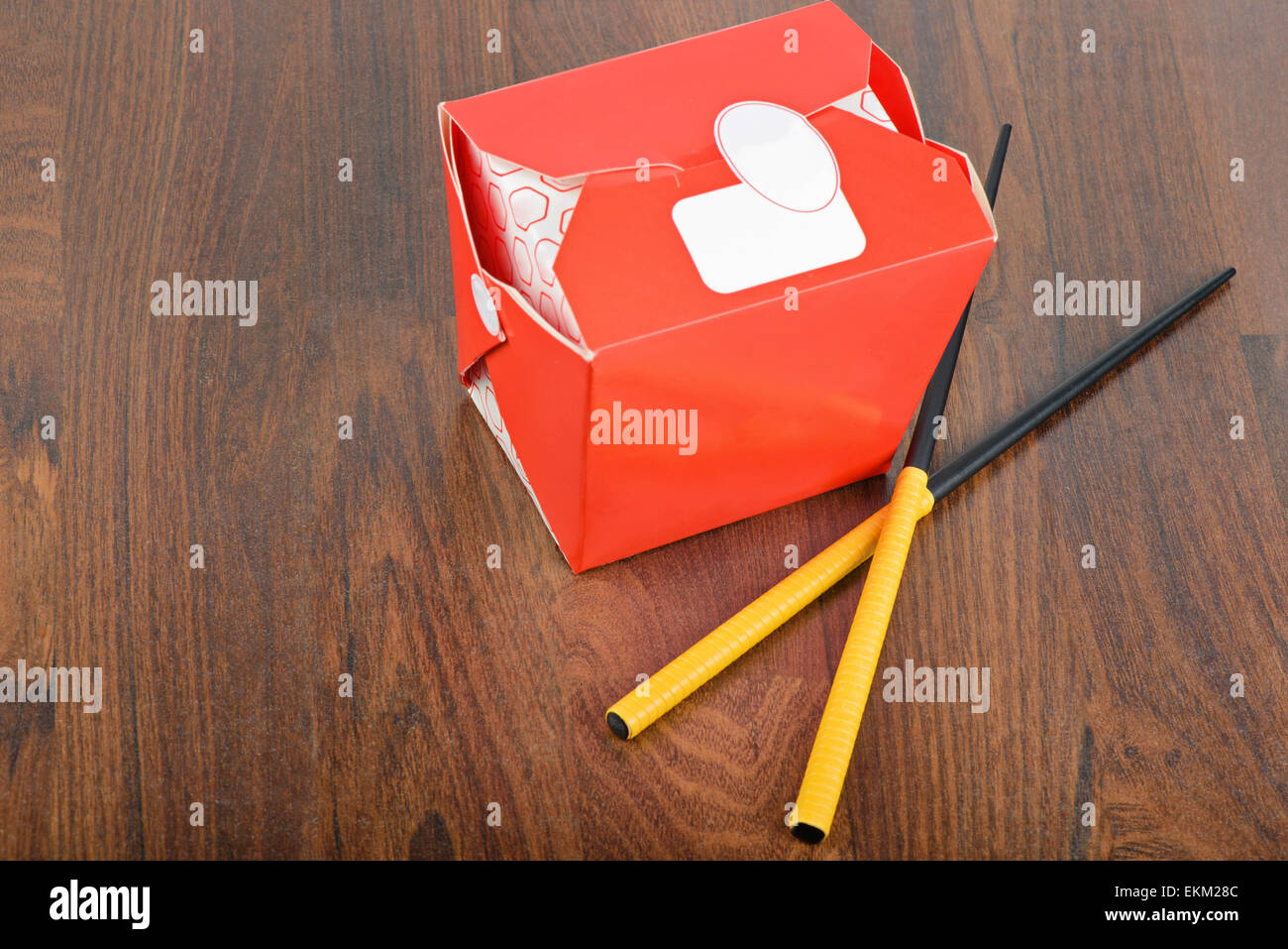 Chinese take away red food box with chopstocks Stock Photo - Alamy