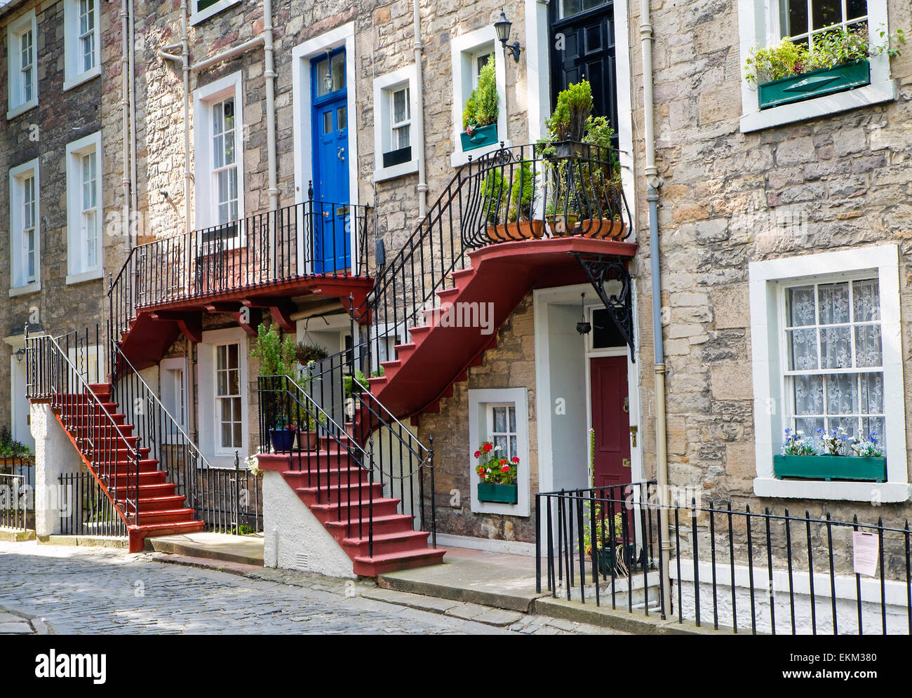 Two stairs with entrance doors seen in Edinburgh, Scotland Stock Photo ...