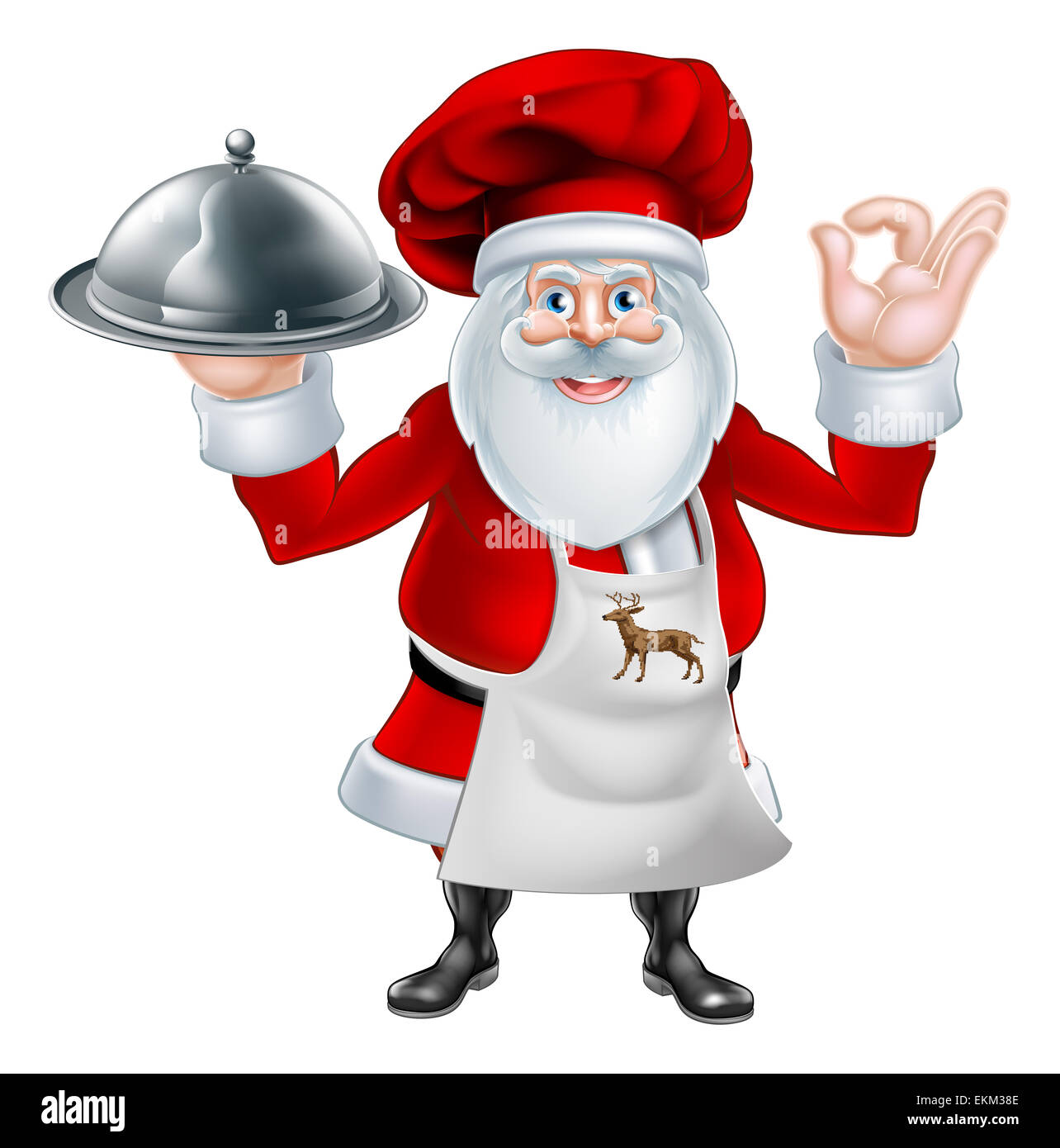 An illustration of a cartoon Santa Claus chef or cook character wearing ...
