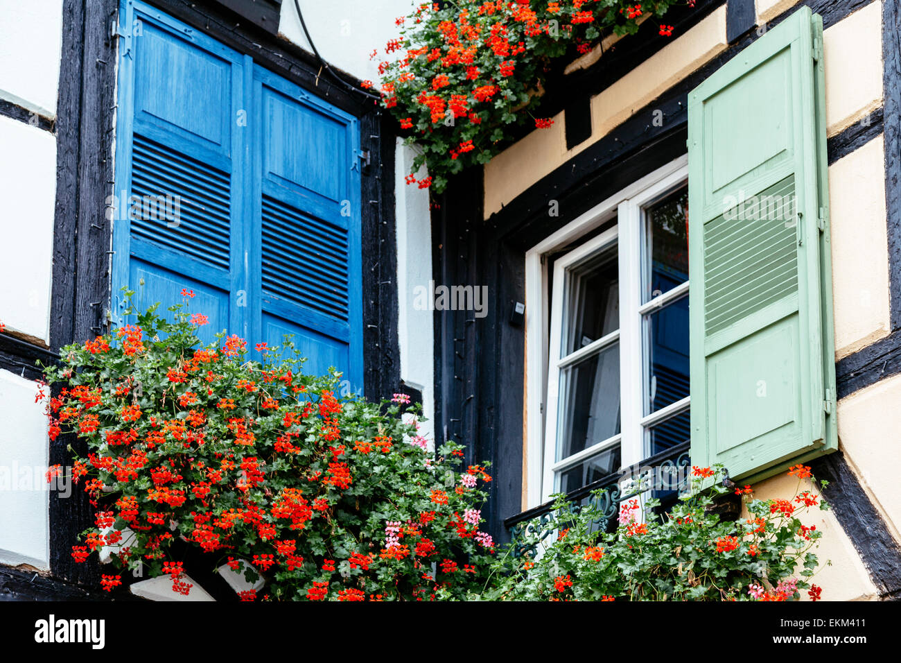 Shuttered windows medieval house historic town hi-res stock photography ...