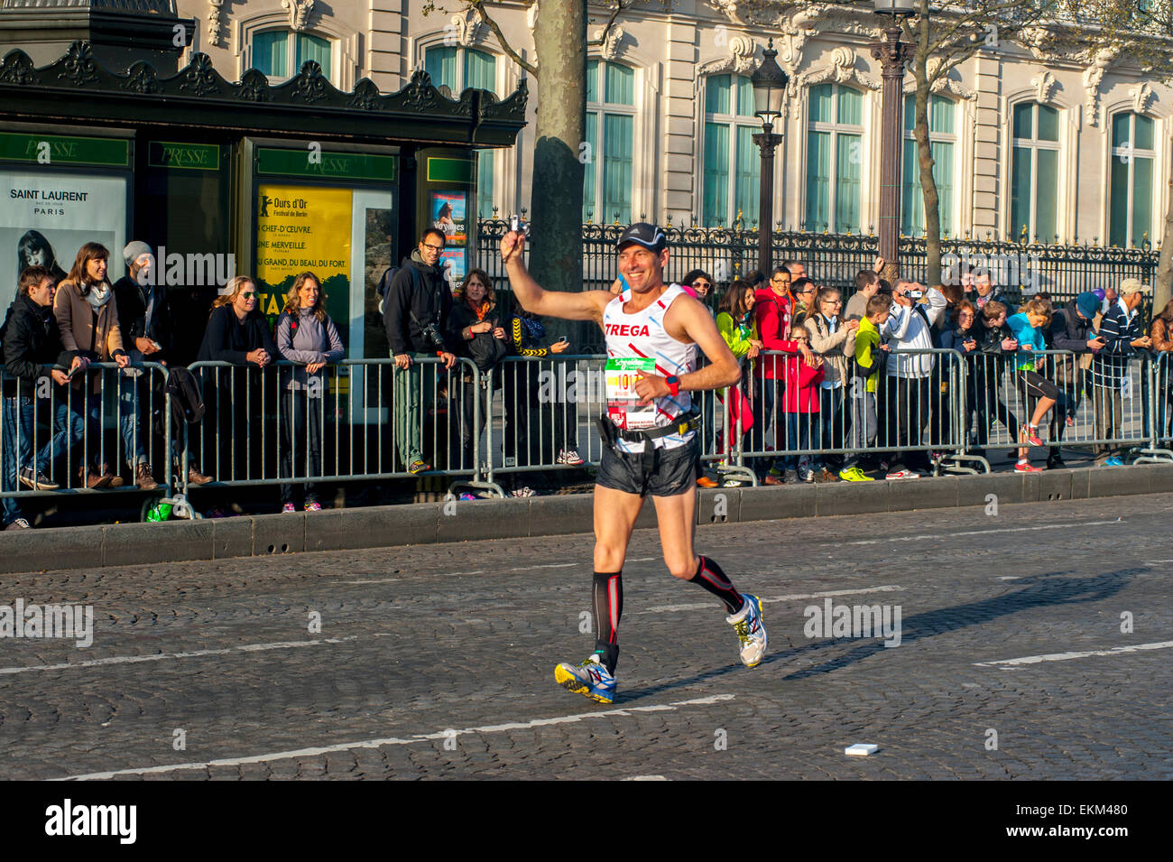 Paris, France. Marathon, Large Crowd People Street Scene, Audience ...