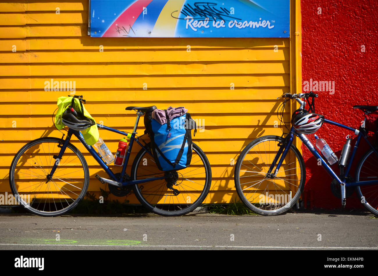 Bicycles outside red and yellow Chinese Takeaway and Fish and Chip shop ...