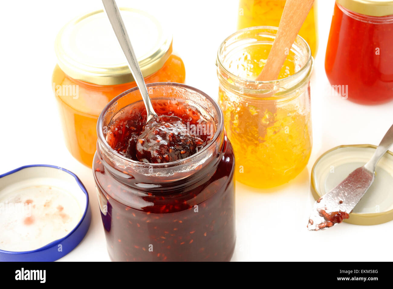 jars of fruity jam Stock Photo - Alamy