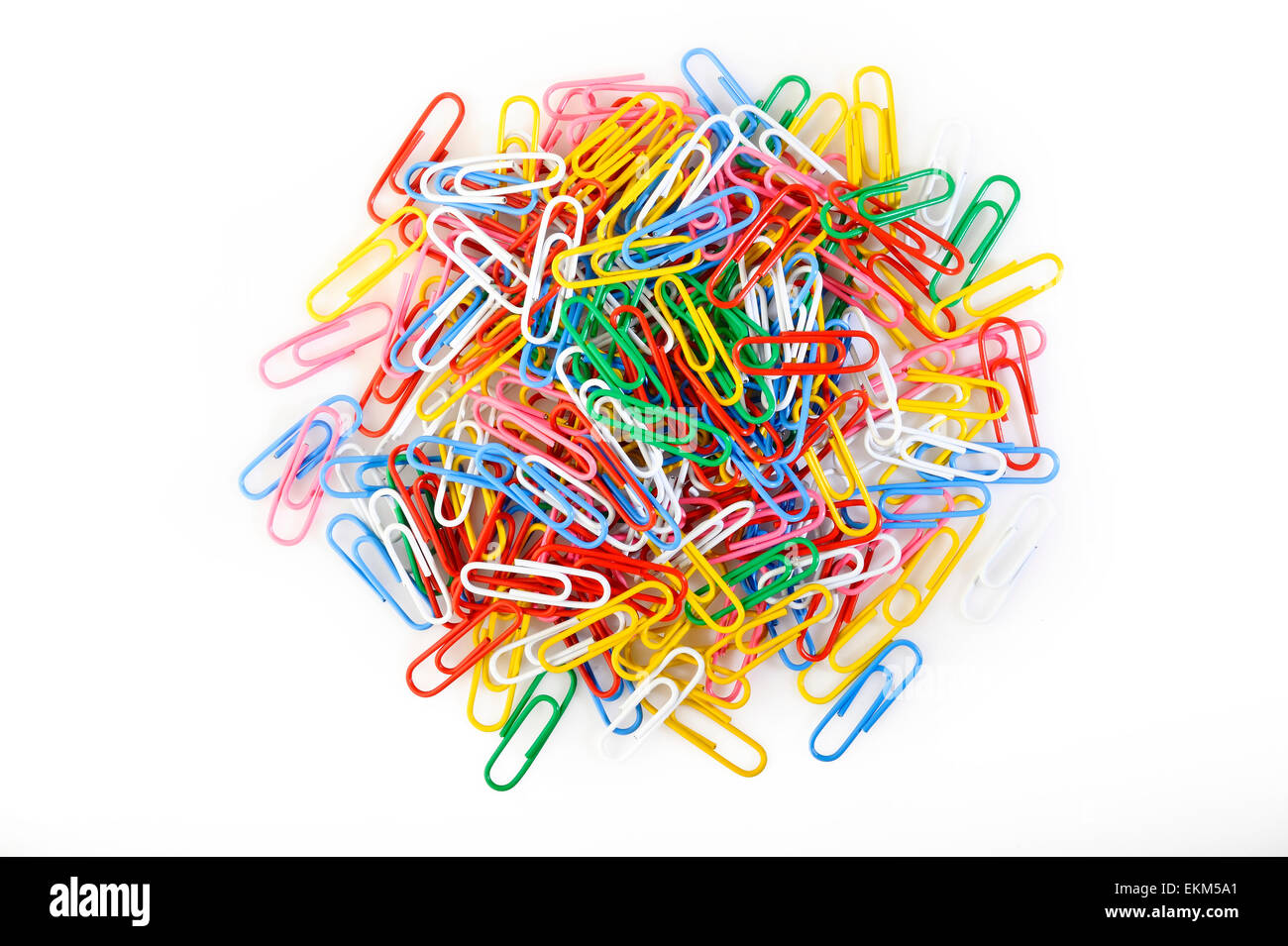 colorful paper clip on white background Stock Photo - Alamy