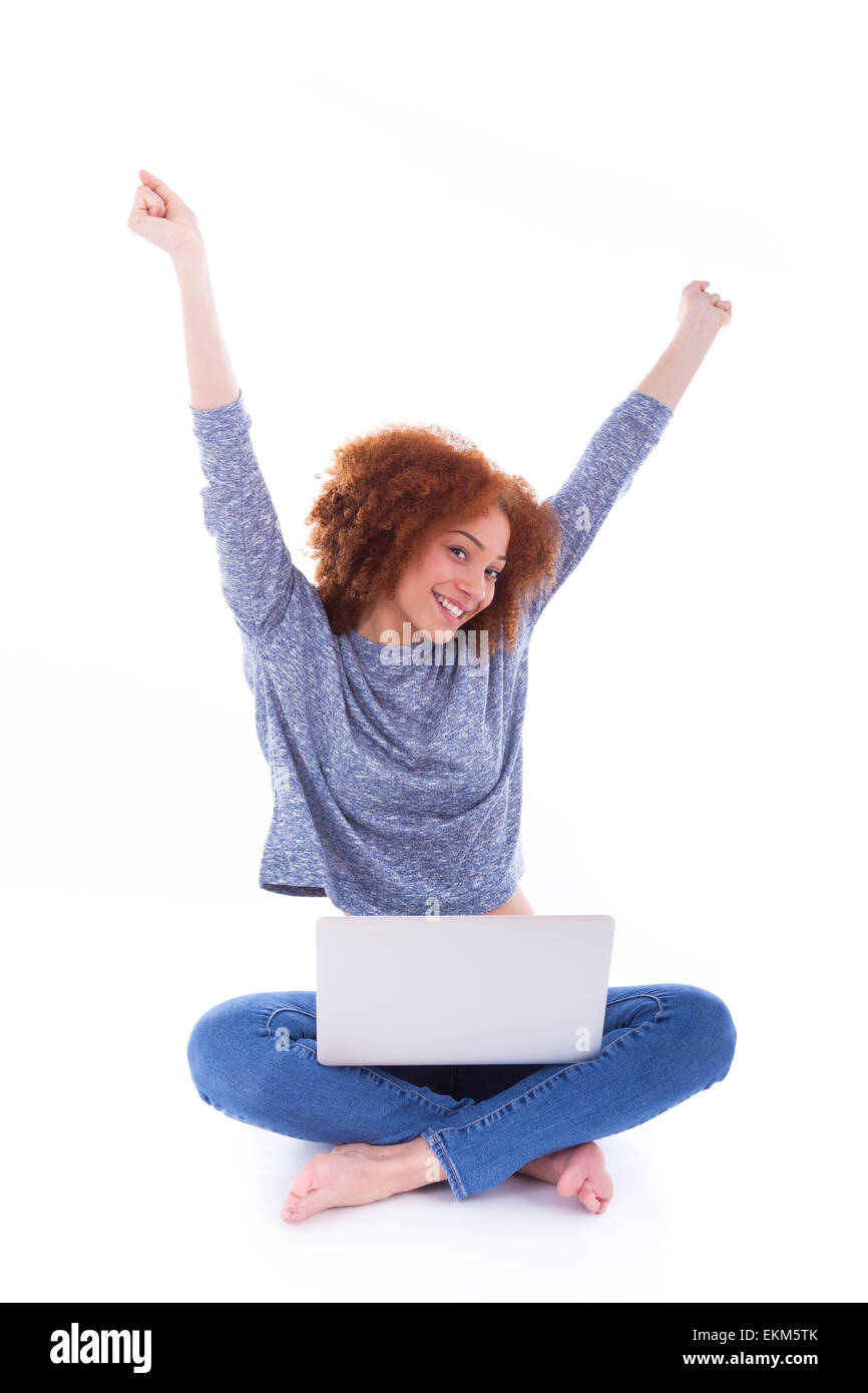 Black girl student using laptop hi-res stock photography and images - Alamy