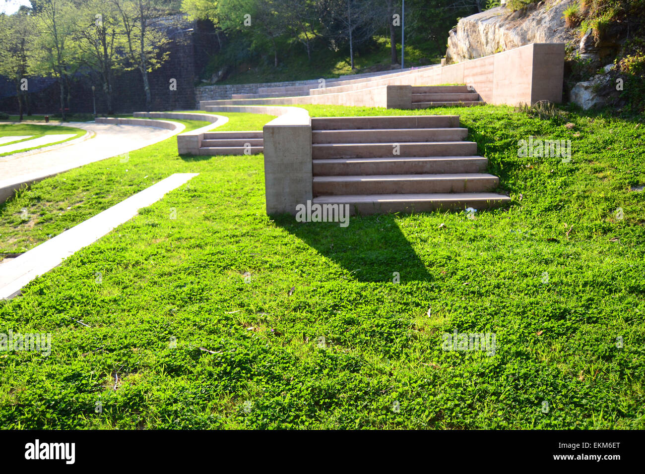 Stairs to the Seats of a amphitheater in the mountains Stock Photo - Alamy