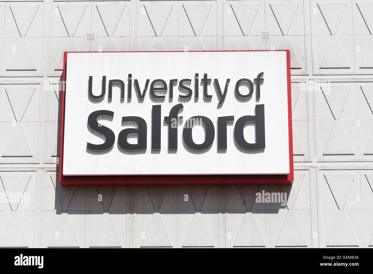 Salford, part of Greater Manchester university sign Stock Photo - Alamy