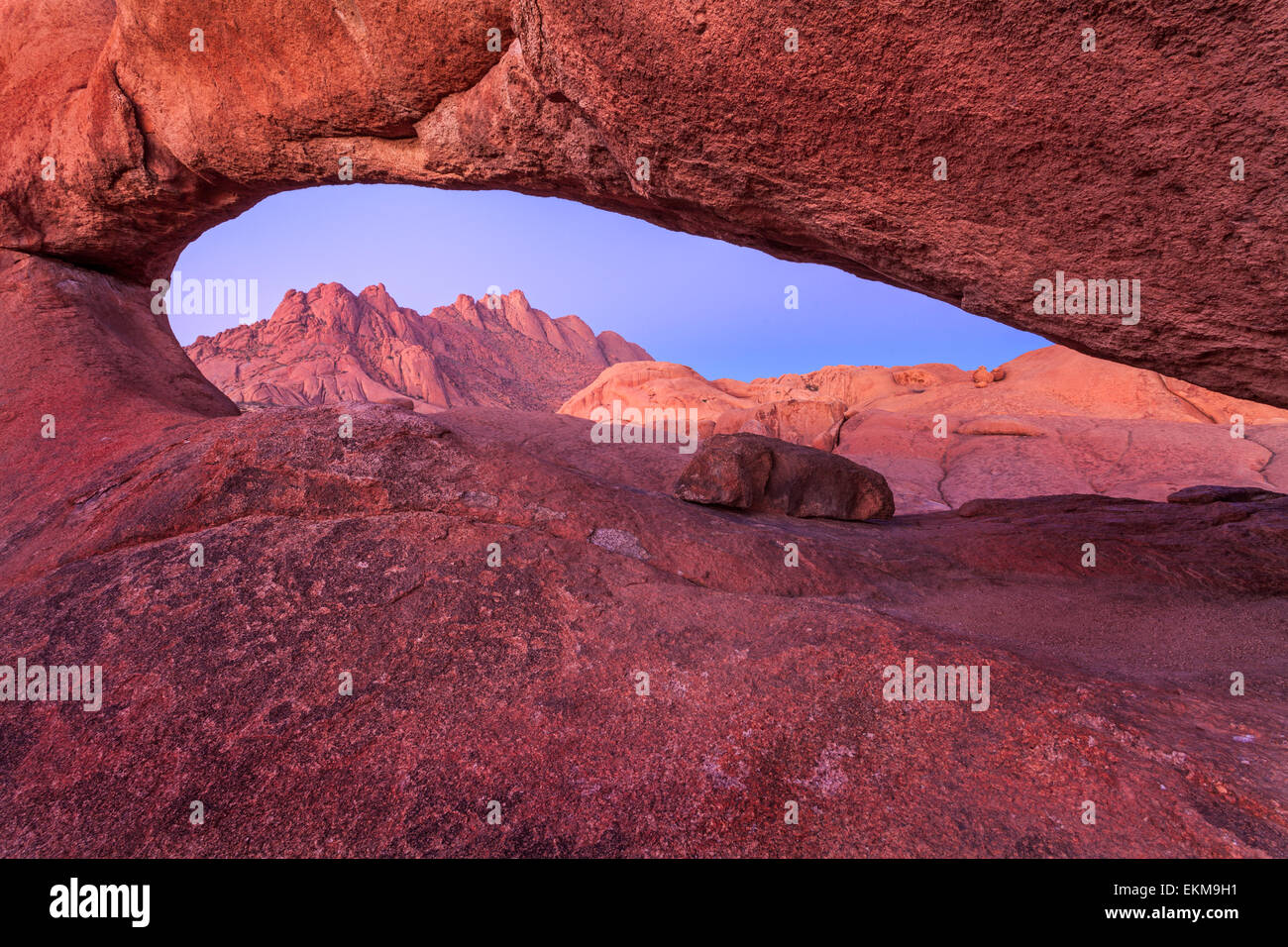 Spitzkoppe rock arch at dusk, Namibia Stock Photo - Alamy